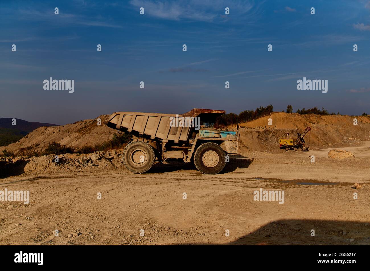 bulldozer industrial area geology work construction Stock Photo - Alamy