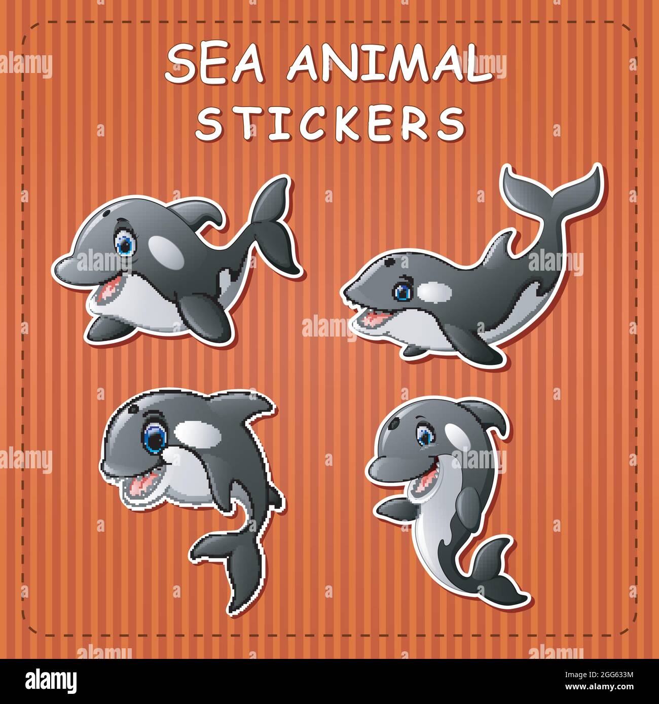 Cute cartoon orca whale on sticker Stock Vector Image & Art - Alamy