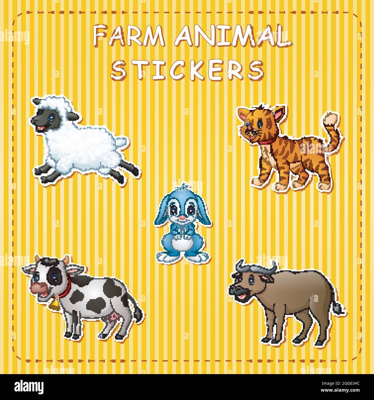 Cute cartoon farm animals on sticker Stock Vector Image & Art - Alamy