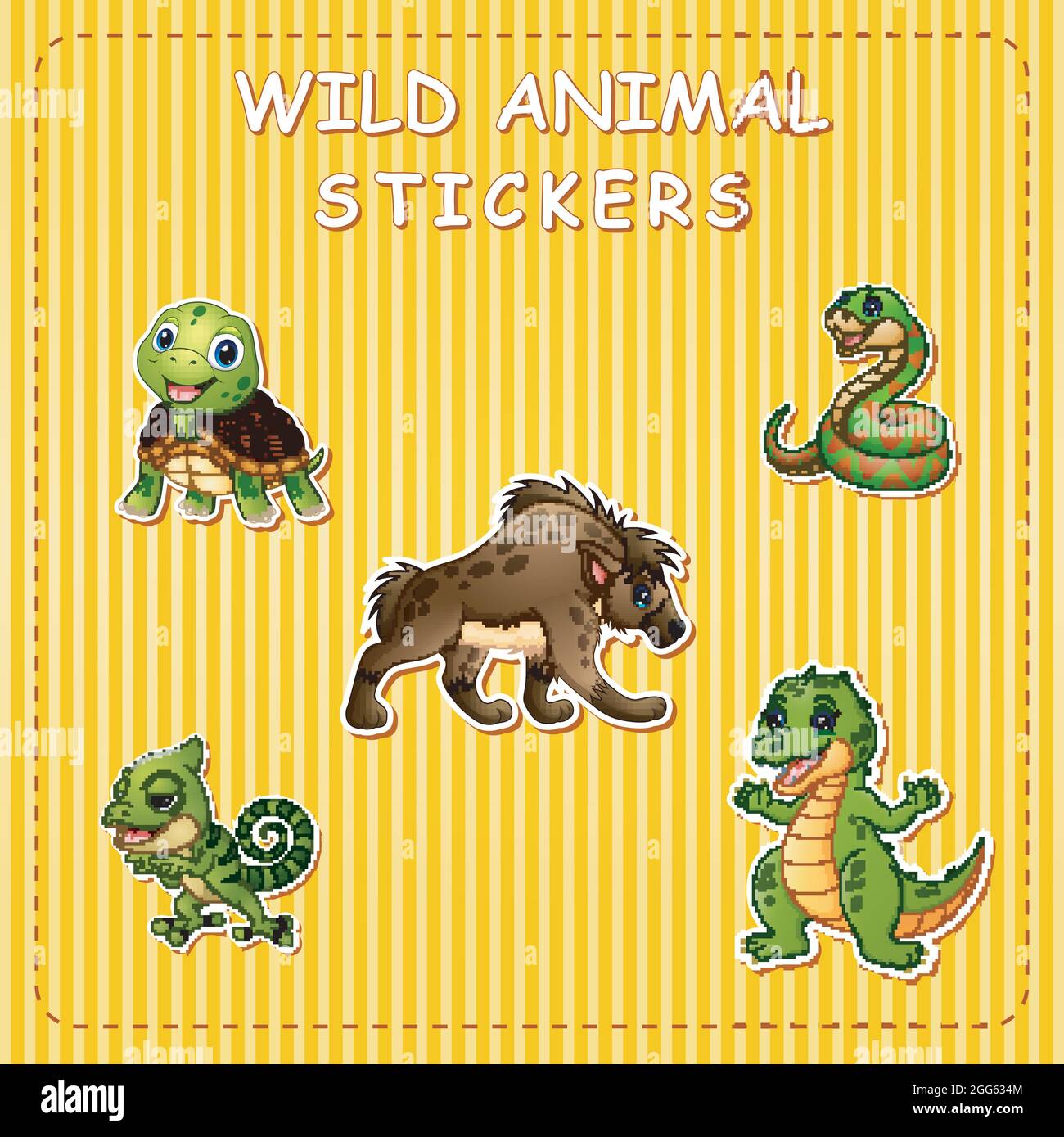 Cute cartoon wild animals on sticker Stock Vector Image & Art - Alamy