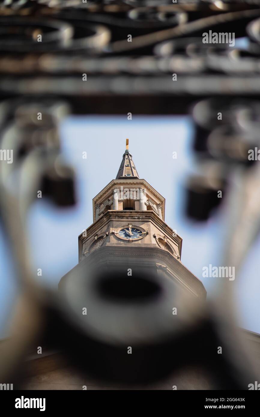 St. Philip’s church as seen through a gate in Charleston, South ...