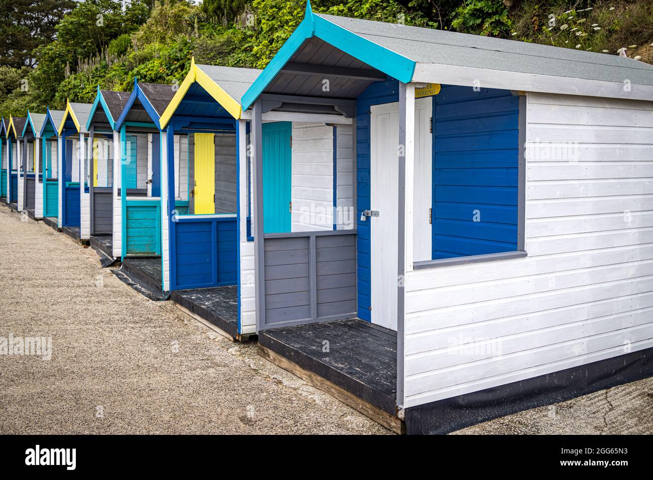 Beach huts on Falmouth beach, Cornwall, England Stock Photo - Alamy