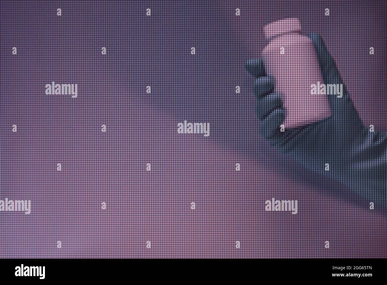 Beautiful hand hold white bottle for pills in the color light ...