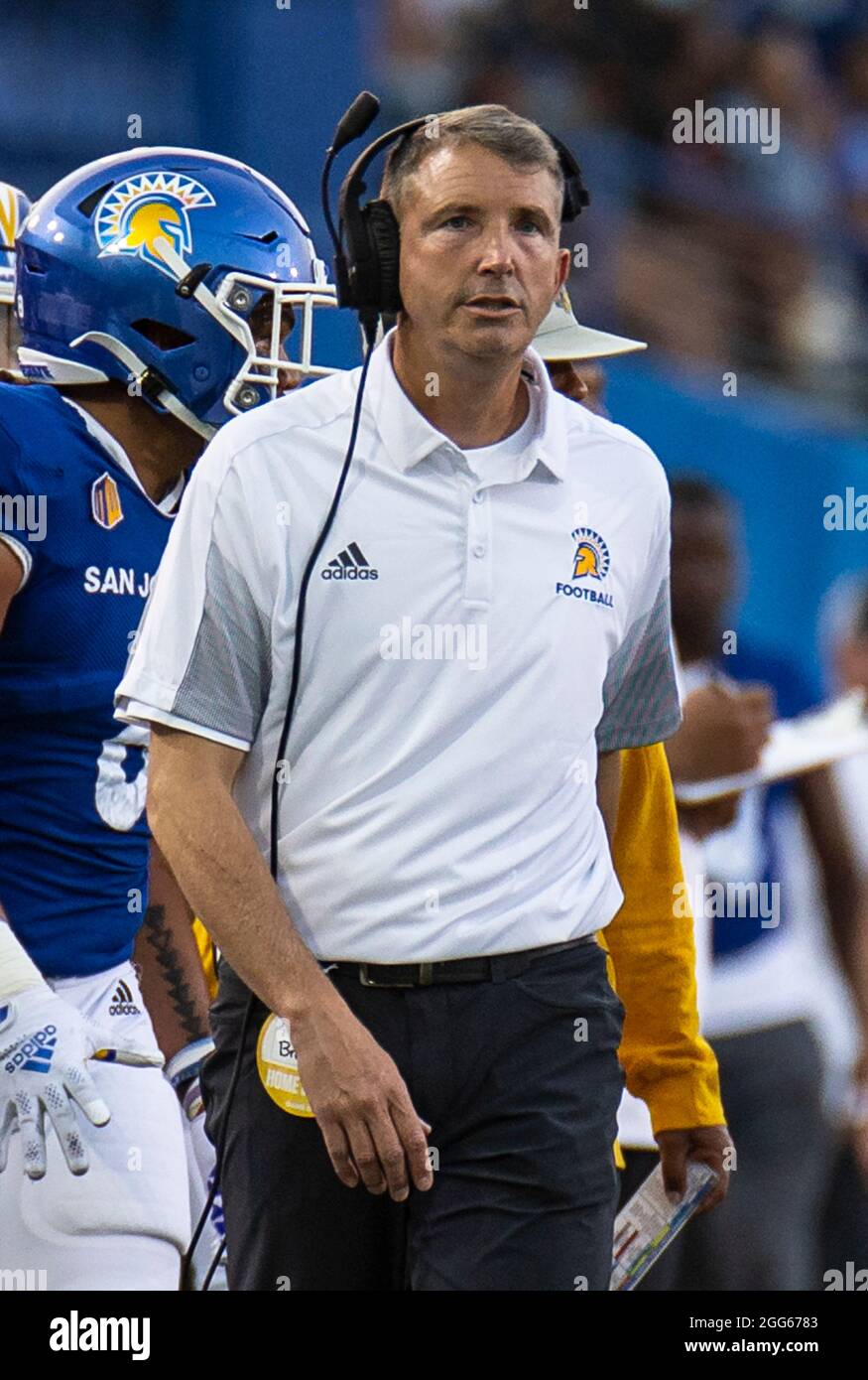 August 28 2021 San Jose, CA USA San Jose State head coach Brent Brennan ...