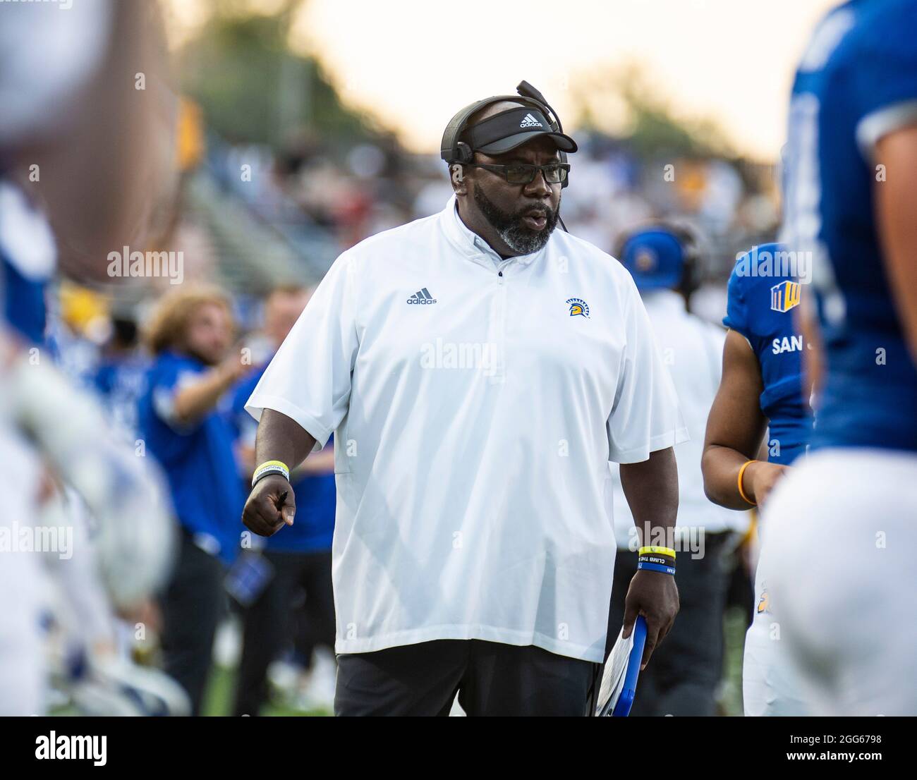 August 28 2021 San Jose, CA USA Spartans Coach Alonzo Carter on the ...