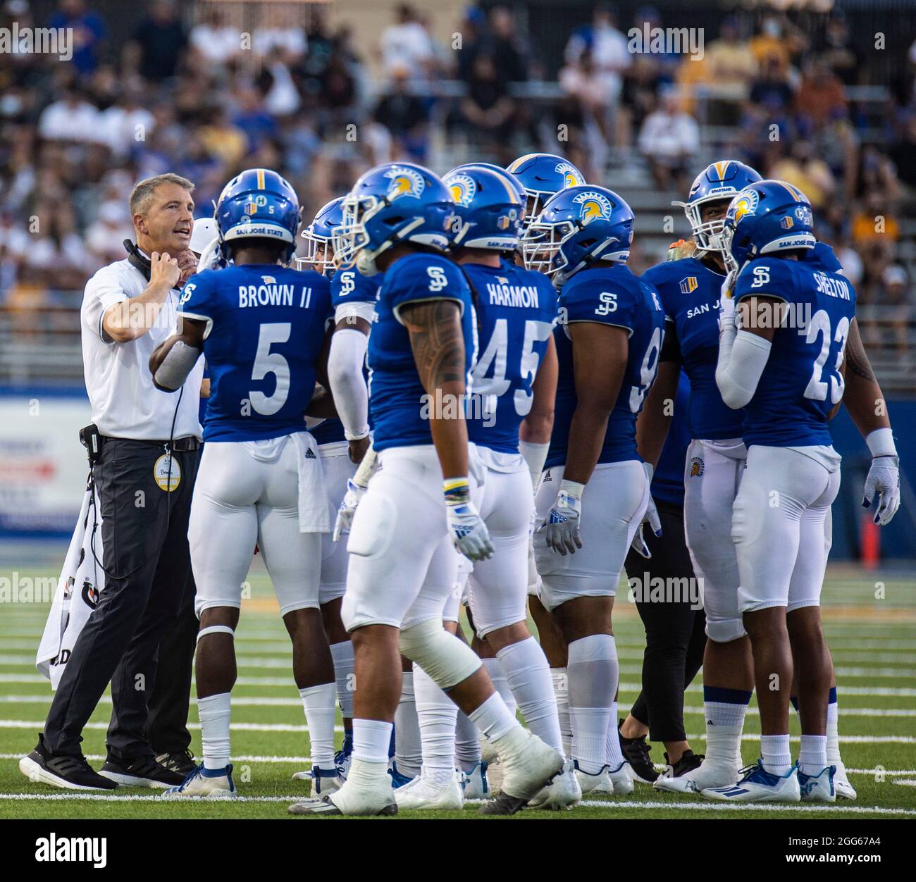 August 28 2021 San Jose, CA USA San Jose State head coach Brent Brennan ...
