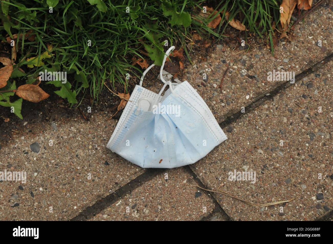 Copenhagen, Denmark., 29 August 2021, Face mask as trsh in nation side ...