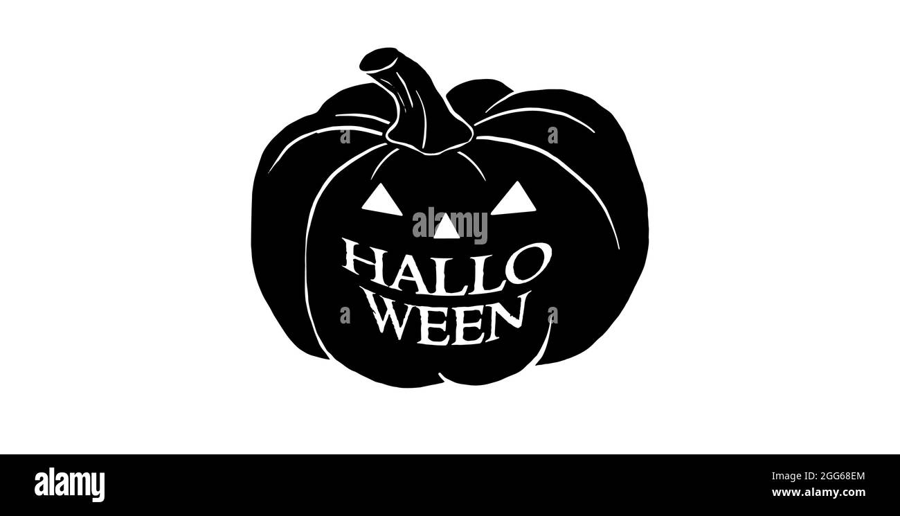 Halloween, black and white isolated illustration with typography Stock ...