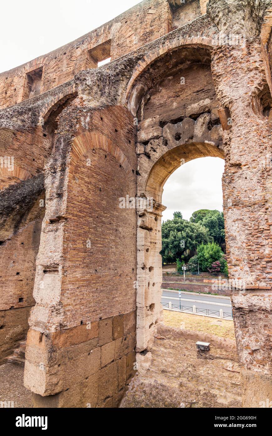 Details of the Colosseum amphitheatre in Rome during the day Stock ...