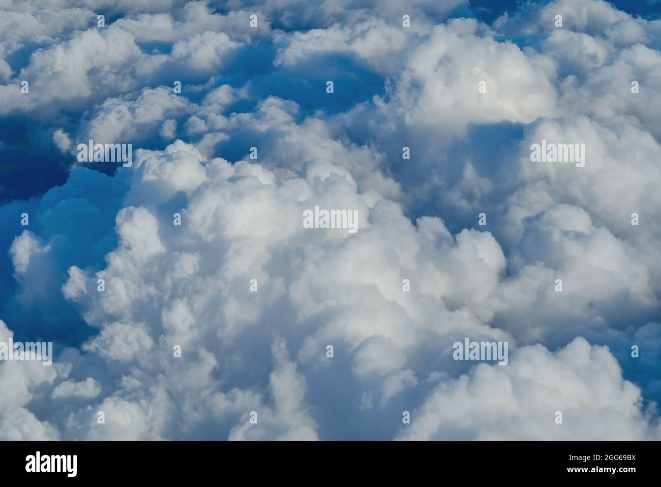 View of the sky above the clouds. blue sky high view from airplane ...