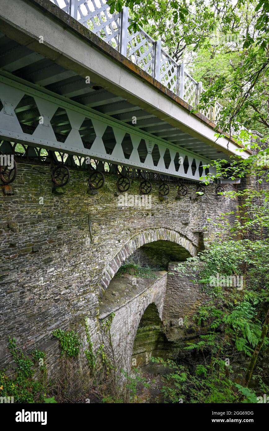 The beautiful Waterfalls and Bridges of Devils Bridge in Wales Stock ...