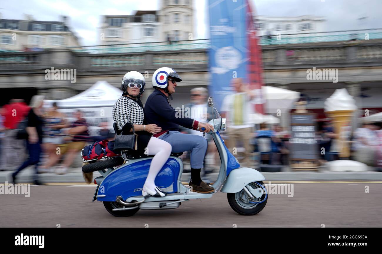 Mod enthusiasts gather in Madeira Drive, Brighton, during the annual ...