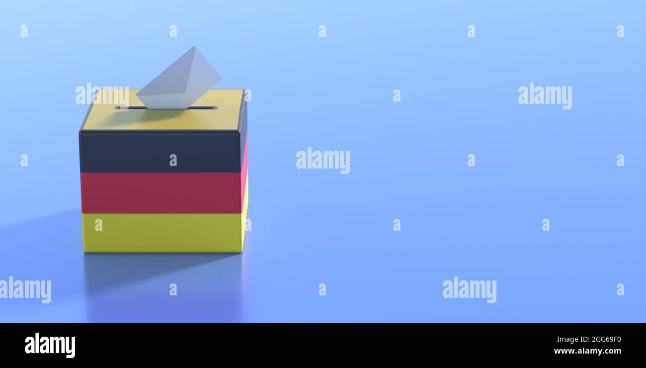 Germany election 2021, German national flag voting container on blue ...