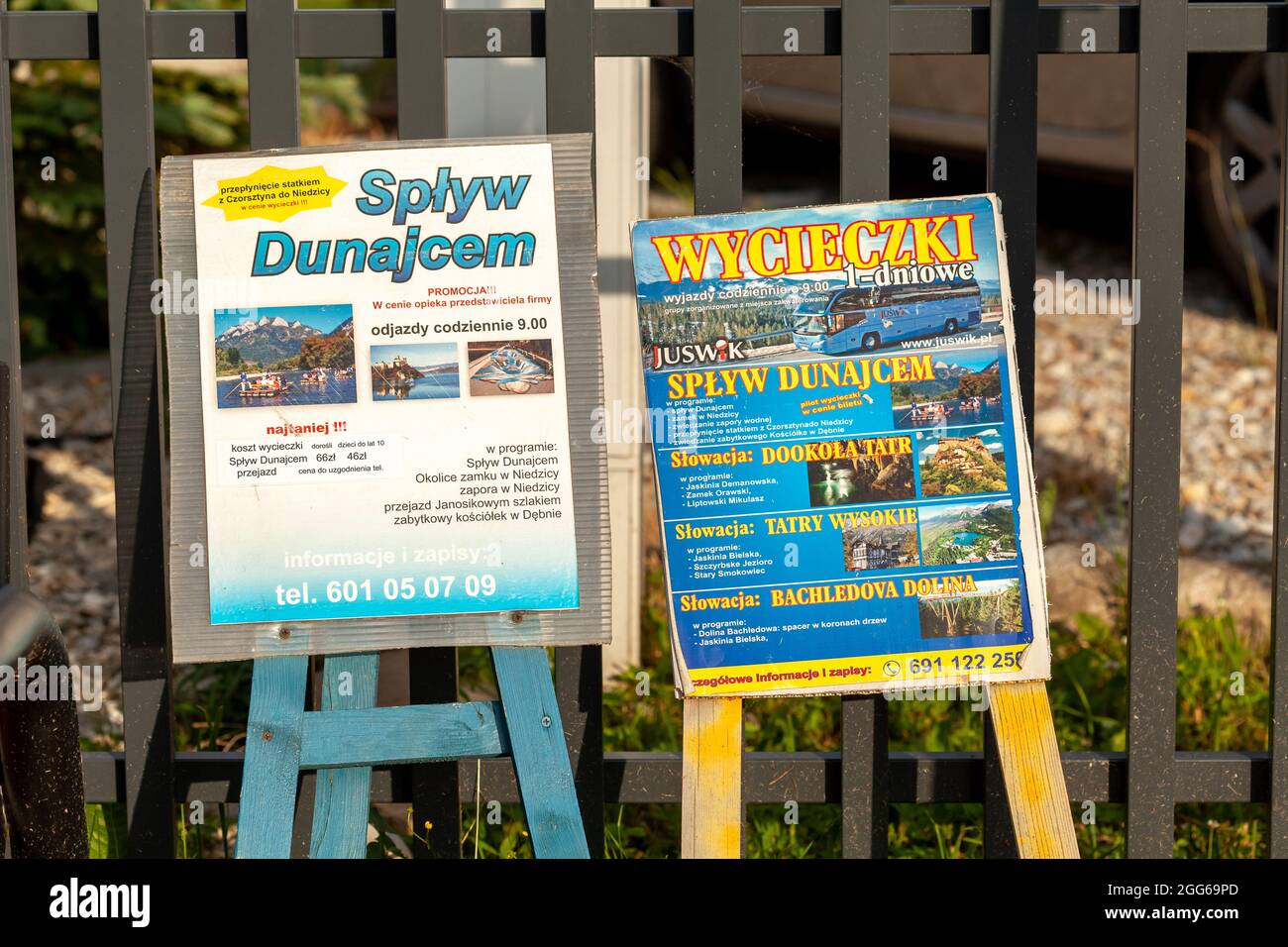 Local tourist tours ads, tour advertisements outdoors, Polish Tatra ...