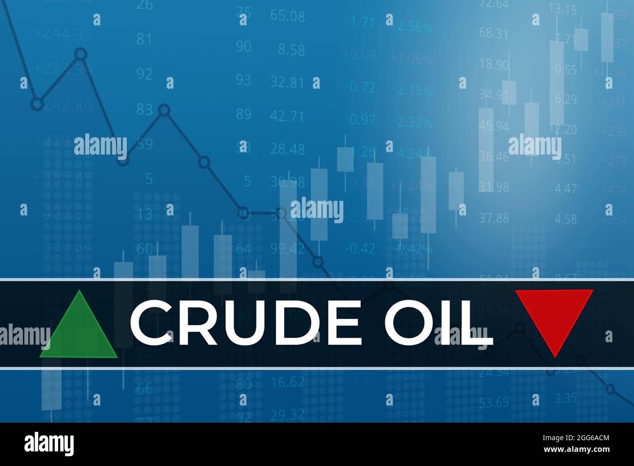 Price change on Crude Oil futures in world on blue finance background ...