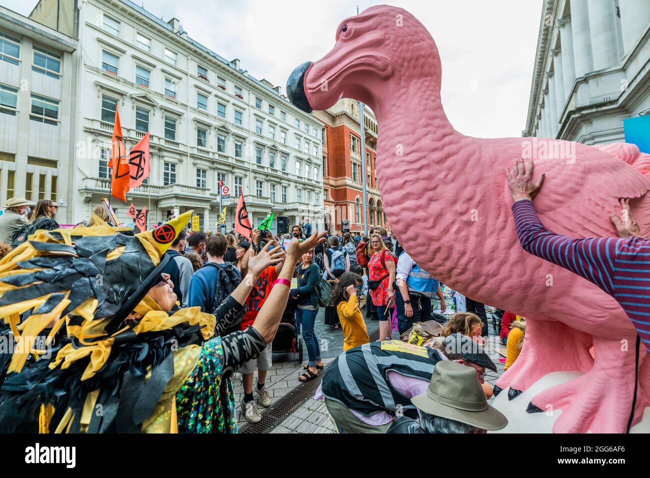 London, UK. 29th Aug, 2021. A giant pink dodo arrives to represent ...