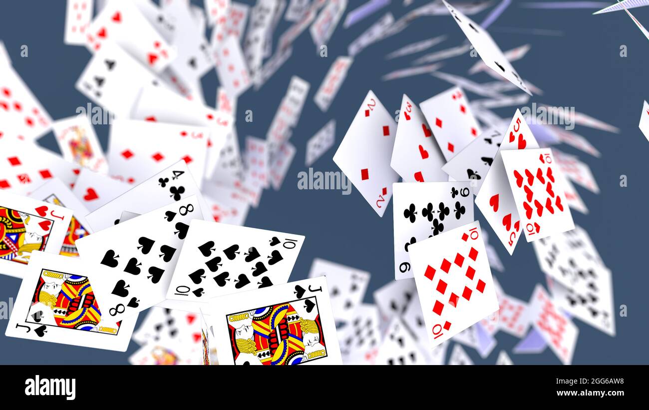 3d render Poker cards falling Stock Photo - Alamy