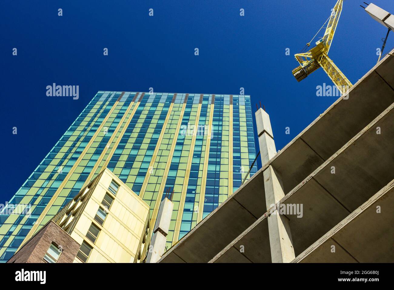 Tower block under construction in Salford, Greater Manchester Stock ...