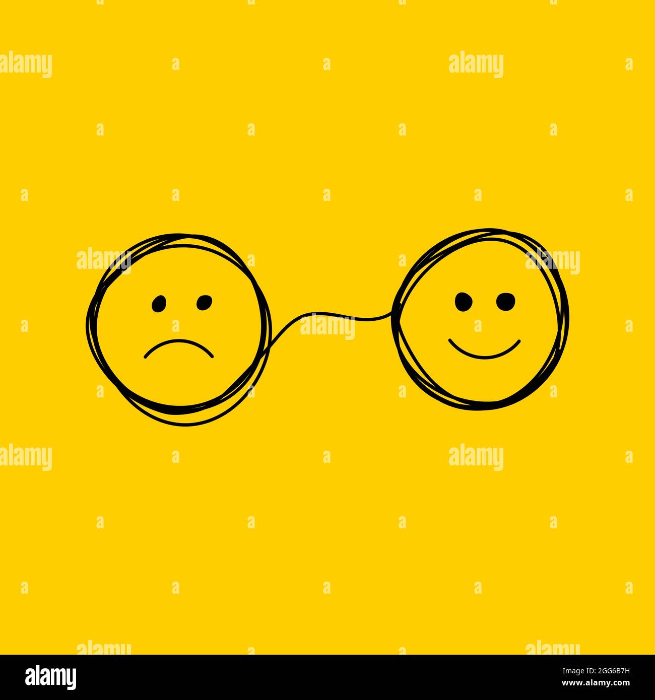 Coach logo. Psychotherapy icon. Happy and unhappy character. Metaphor ...