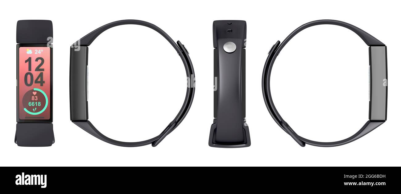 Front, side and back view of modern smart watch Stock Photo - Alamy