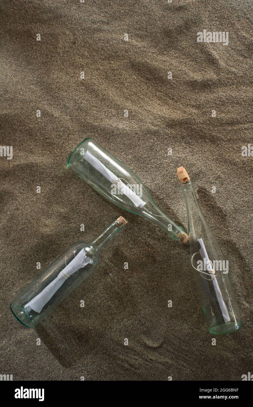 Collection center and sorting of messages in bottles Stock Photo - Alamy