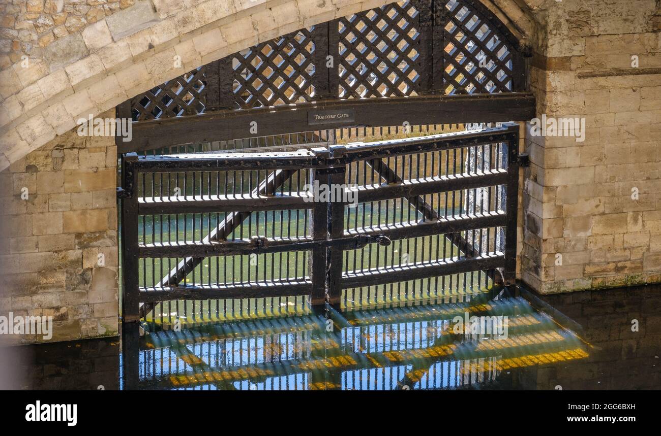 Infamous entrance to the Tower of London, Traitors Gate, is the water ...