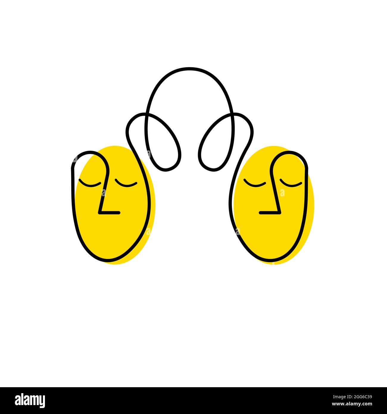 Two human faces connected by one continuous line. Relationships between ...
