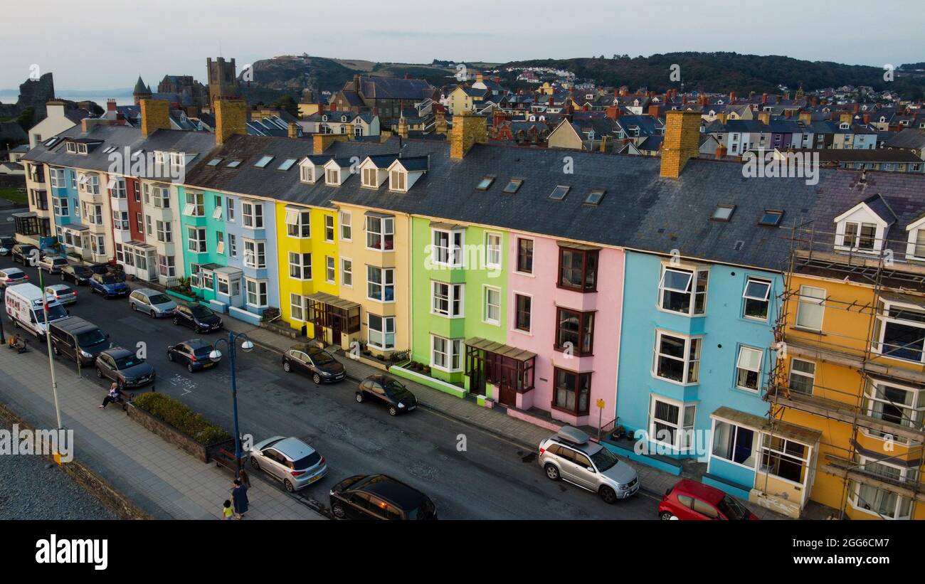 The beautiful Welsh coastal towns from the air via Drone footage Stock ...