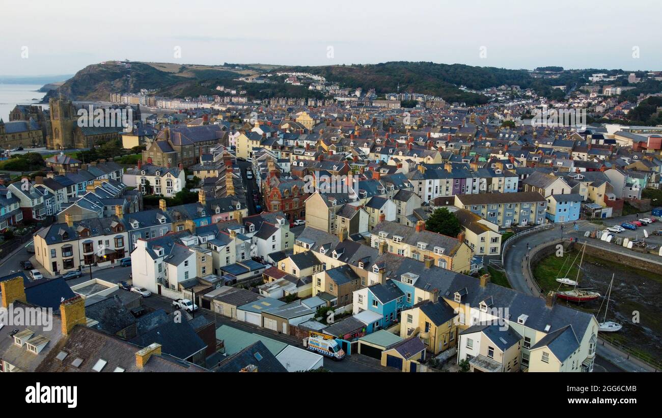 The beautiful Welsh coastal towns from the air via Drone footage Stock ...