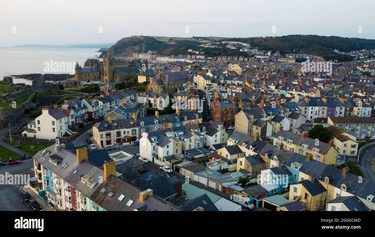 The beautiful Welsh coastal towns from the air via Drone footage Stock ...