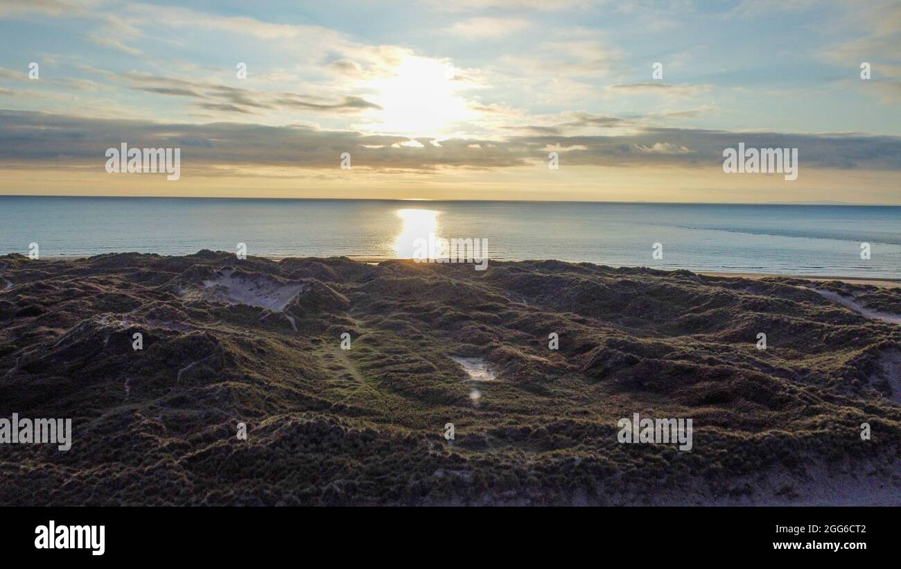 The beautiful sunset of the Welsh coast via Drone Stock Photo - Alamy