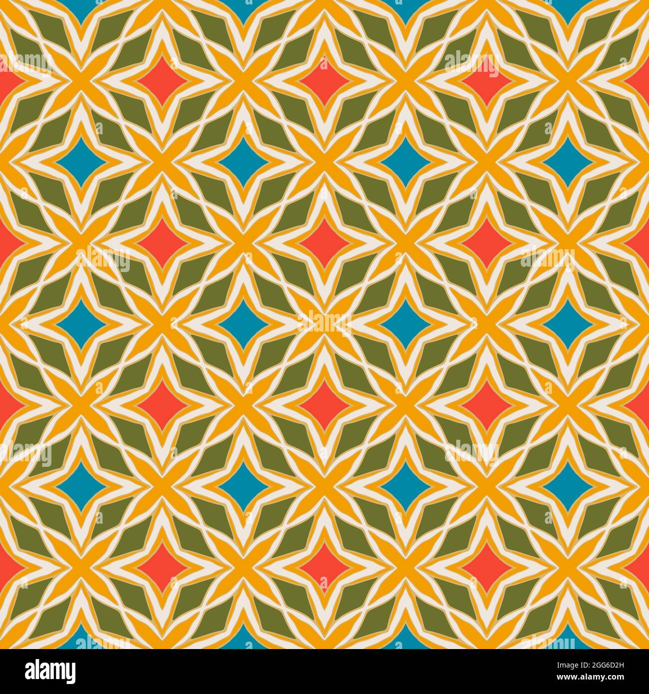 Seamless pattern with Geometric motifs in 6 colors Stock Photo - Alamy