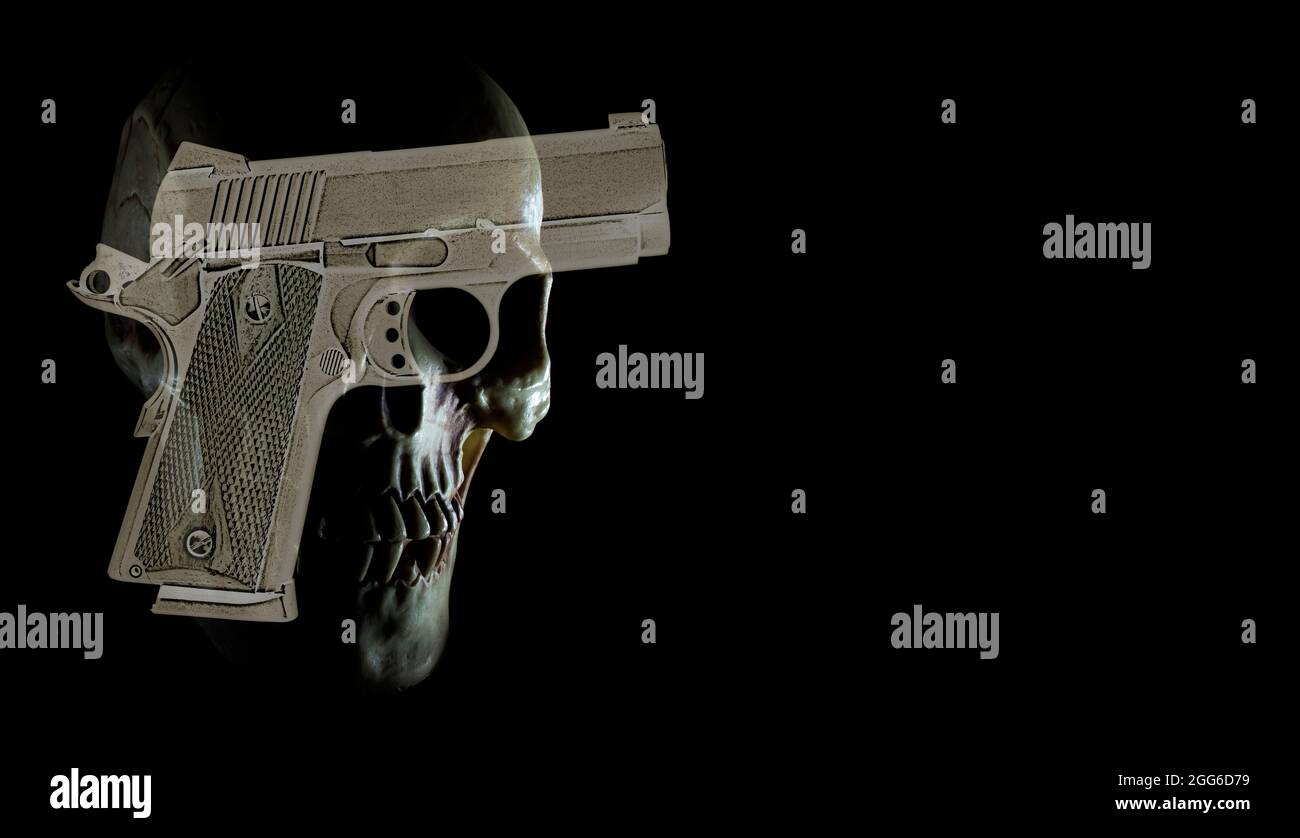 3D rendering that illustrates a ghost gun pistol with skull Stock Photo ...