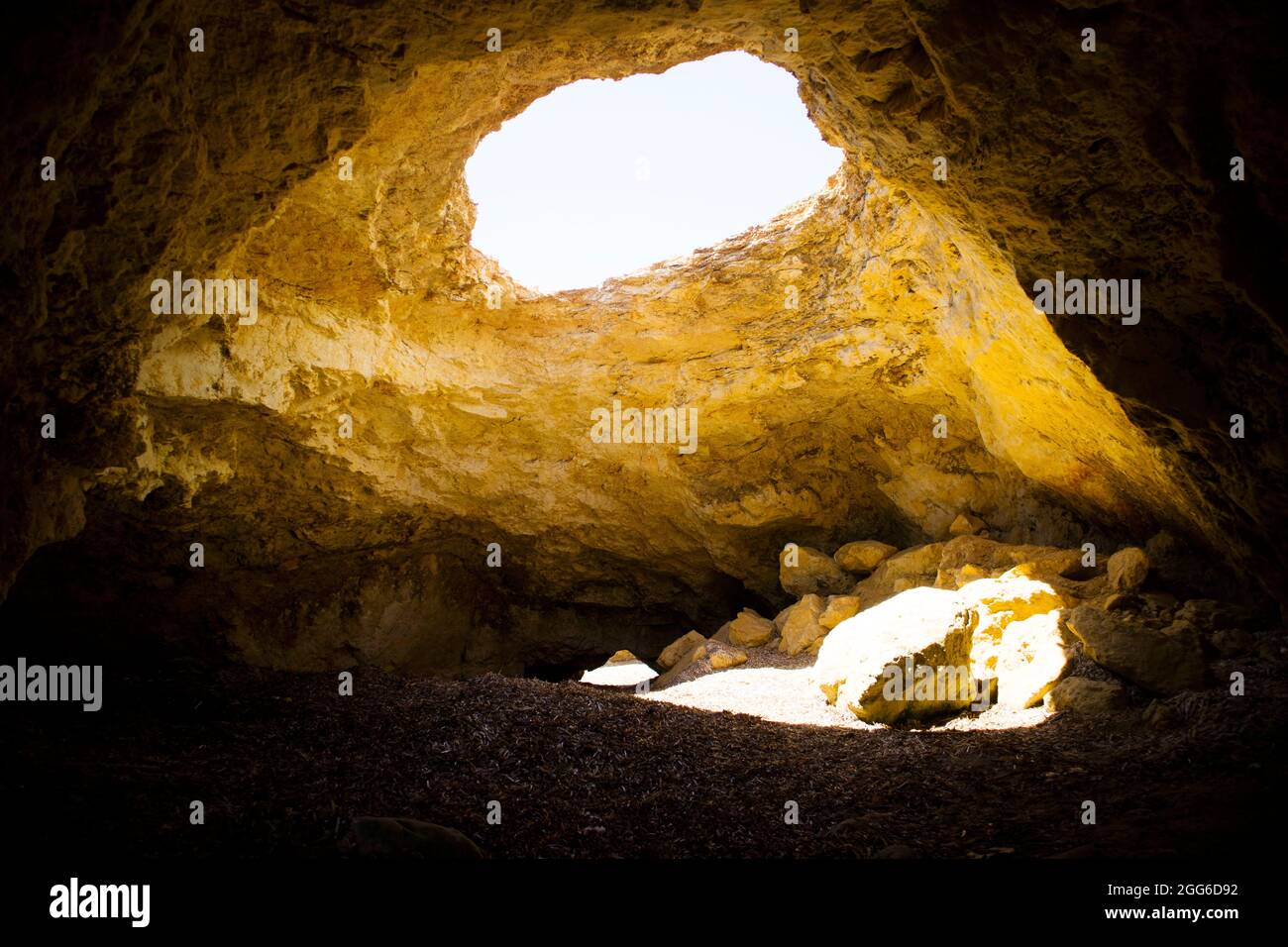 Internal view of the opening of a small natural cave Stock Photo - Alamy