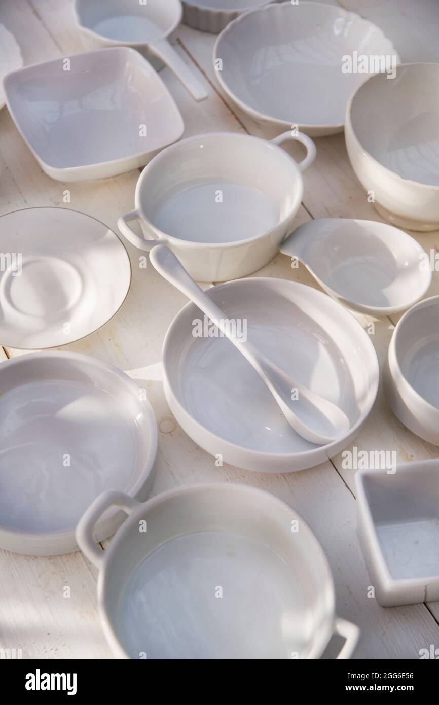 Series of small containers of various sizes for the kitchen Stock Photo ...