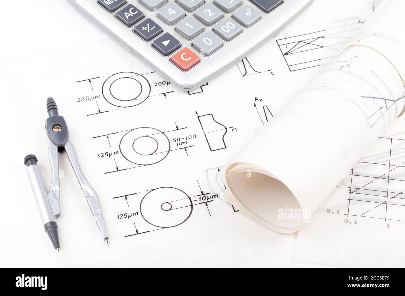 Fiber optics schematics, blueprints on the table, electrical ...