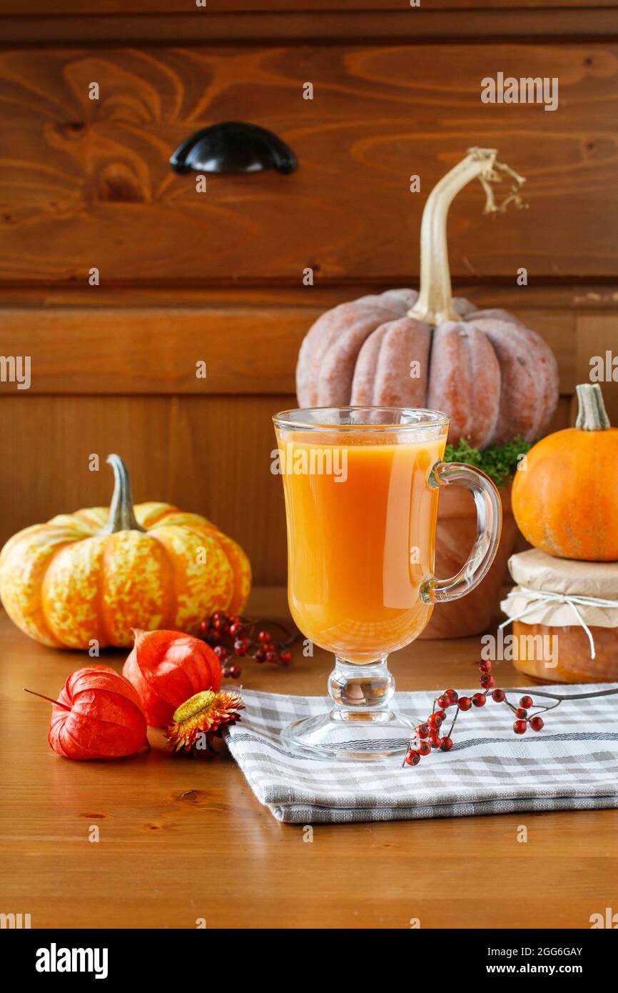 Pumpkin healthy drink. Party dish Stock Photo - Alamy