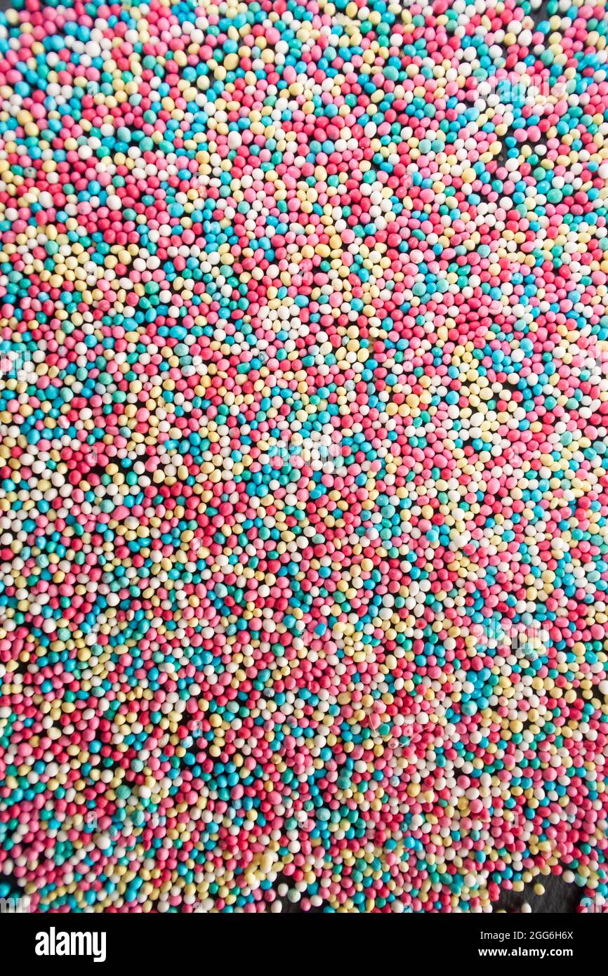 Presentation background made with sugar balls of various colors Stock ...
