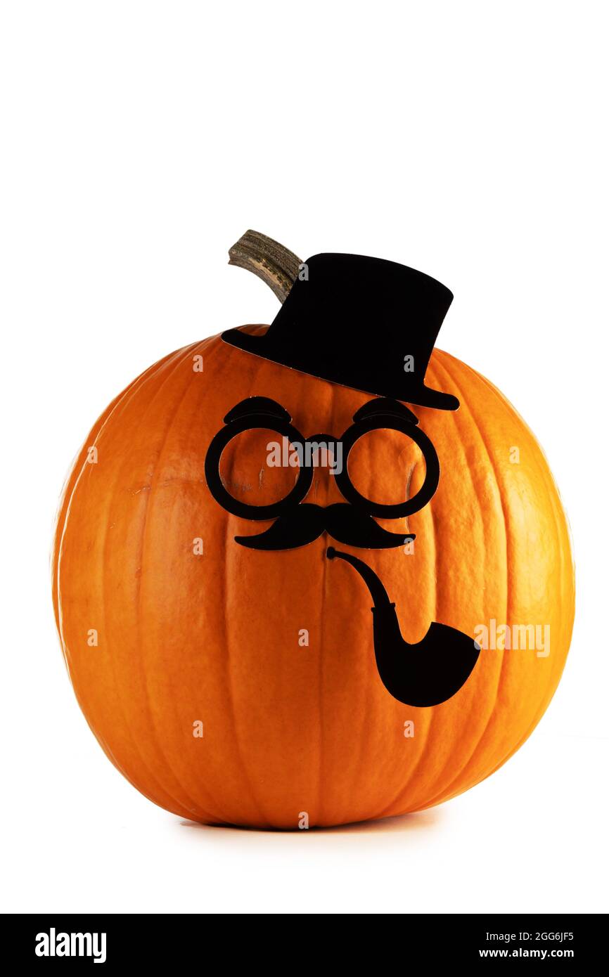Pumpkin gentleman on Halloween in cylinder hat Mustache and glasses ...