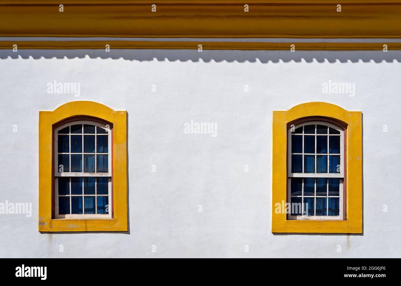 Ancient colonial windows in historical city of Ouro Preto, Brazil Stock ...