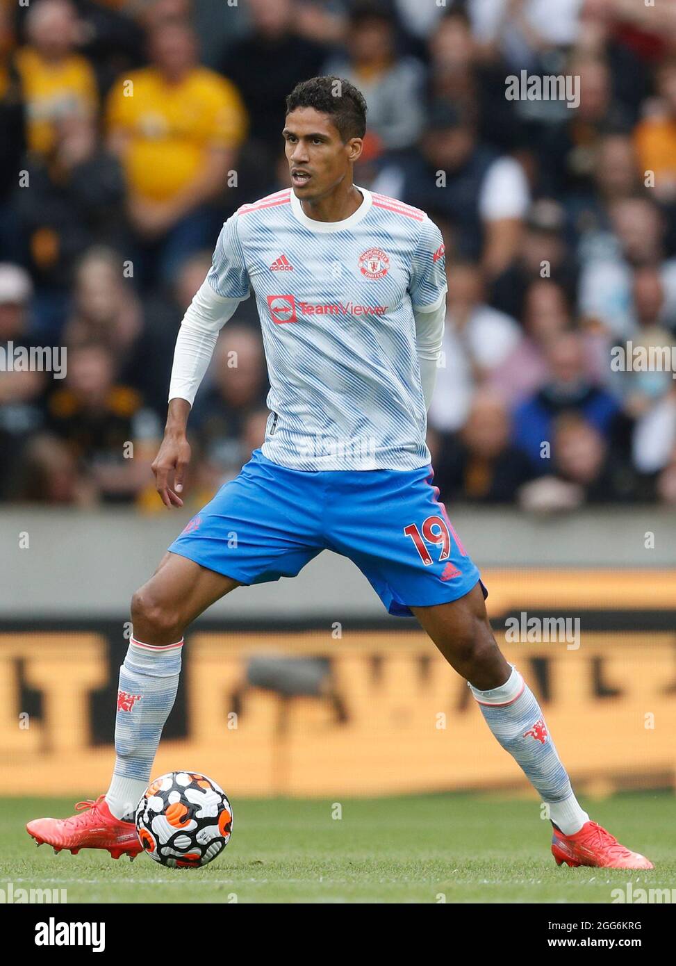 Wolverhampton, England, 29th August 2021. Raphael Varane of Manchester ...