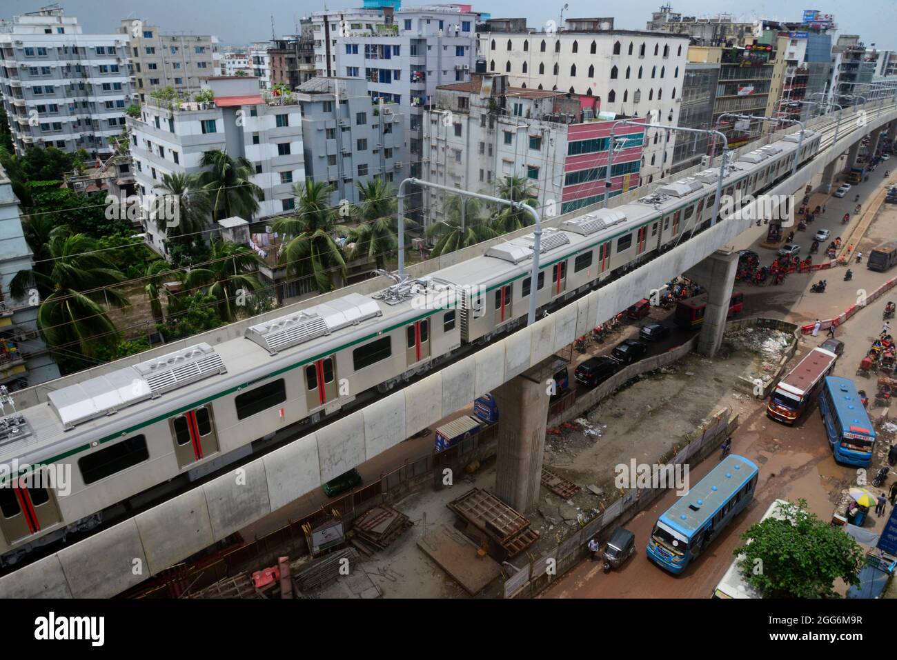 Bangladesh's first-ever metro rail train during its first formal trial ...