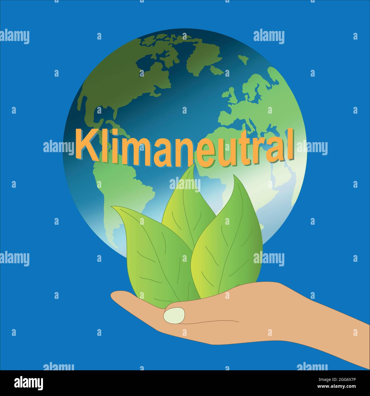 Climate neutral globe and hand with leaves. vector Stock Vector Image ...