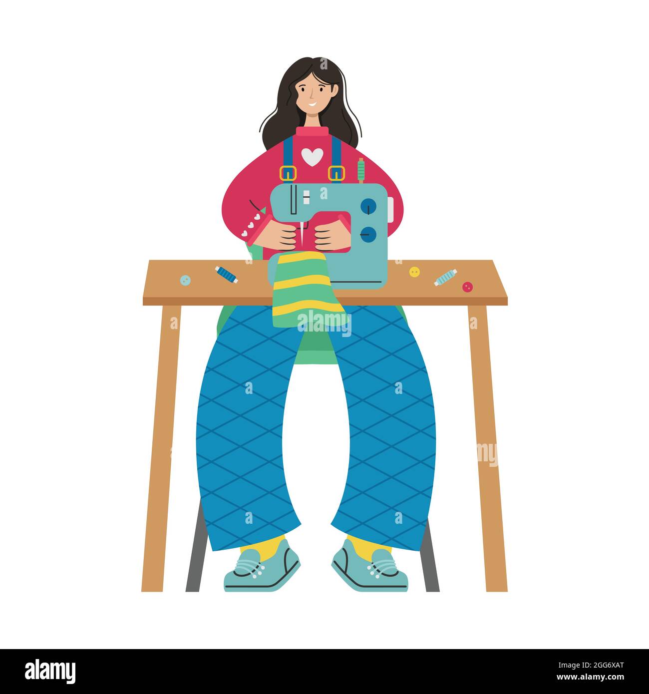 Sew with a sewing machine Stock Vector Images - Alamy