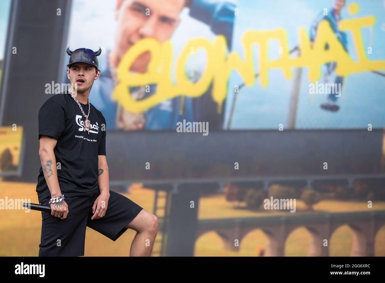 Leeds , UK. 29 Aug 2021, Slowthai performs live Main stage East during ...