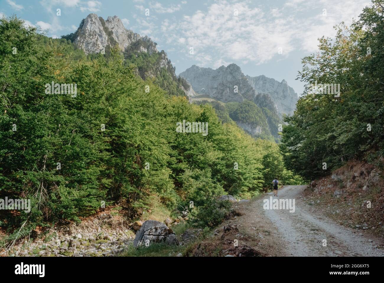 A view of the accursed mountains in the Grebaje Valley. Prokletije ...