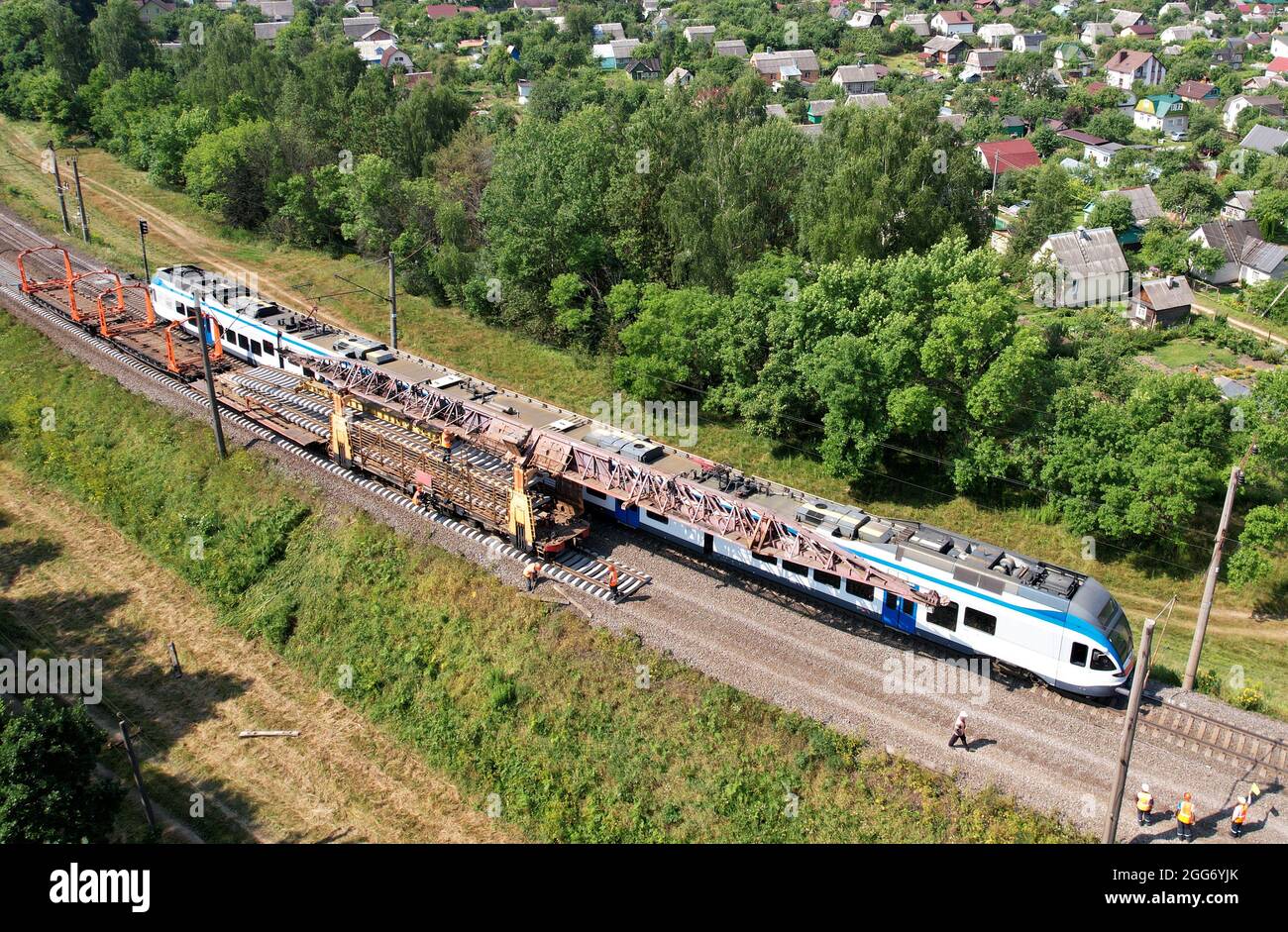 Railroad Track Construction. Train Track Repair and Maintenance. Build ...