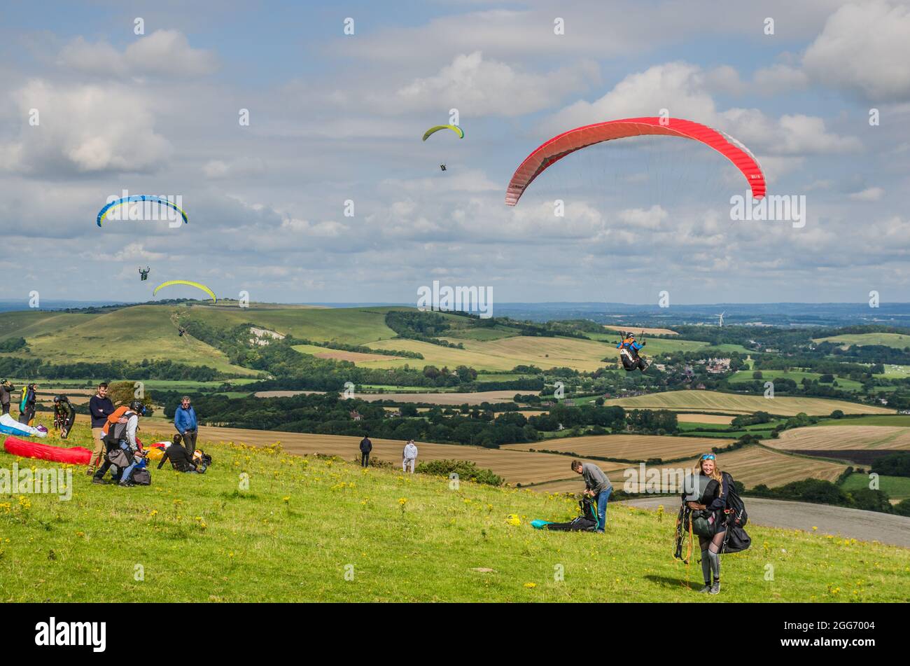 Firle, Lewes, East Sussex, UK. 29th Aug, 2021. Morning mist clearing ...