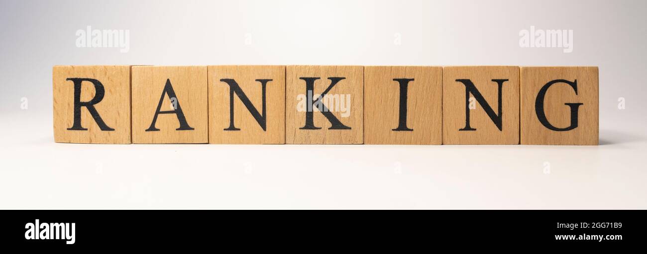 The word Ranking was created from wooden cubes. business and success ...