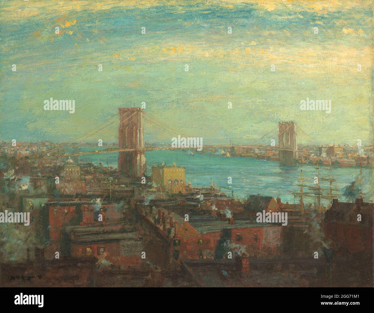 Brooklyn Bridge 1899 by Henry Ward Ranger Stock Photo - Alamy